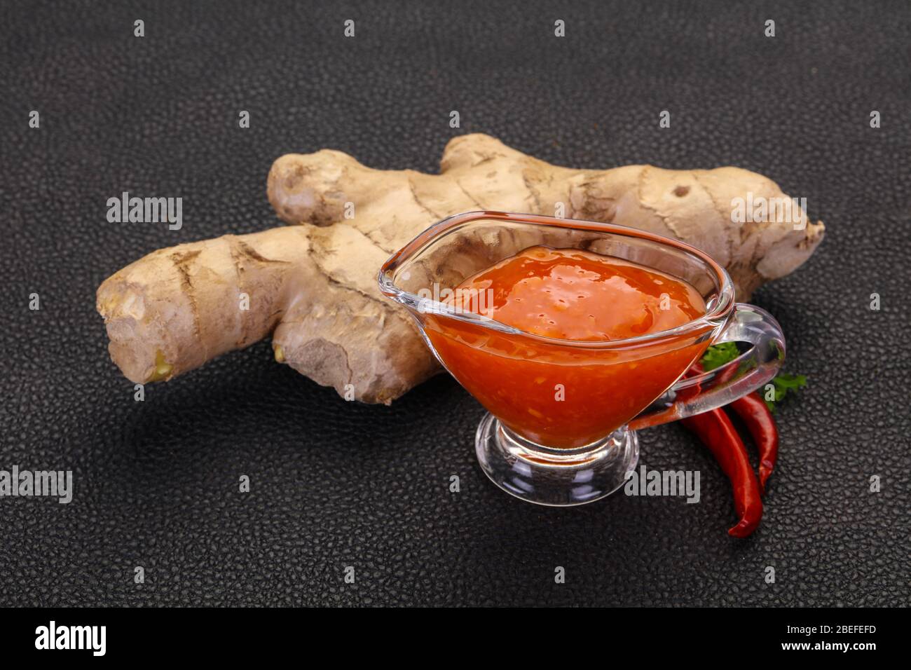 Ginger chili sauce with root and pepper Stock Photo - Alamy