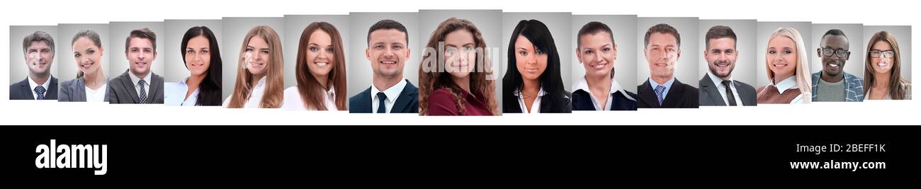 panoramic collage of portraits of successful employees Stock Photo - Alamy