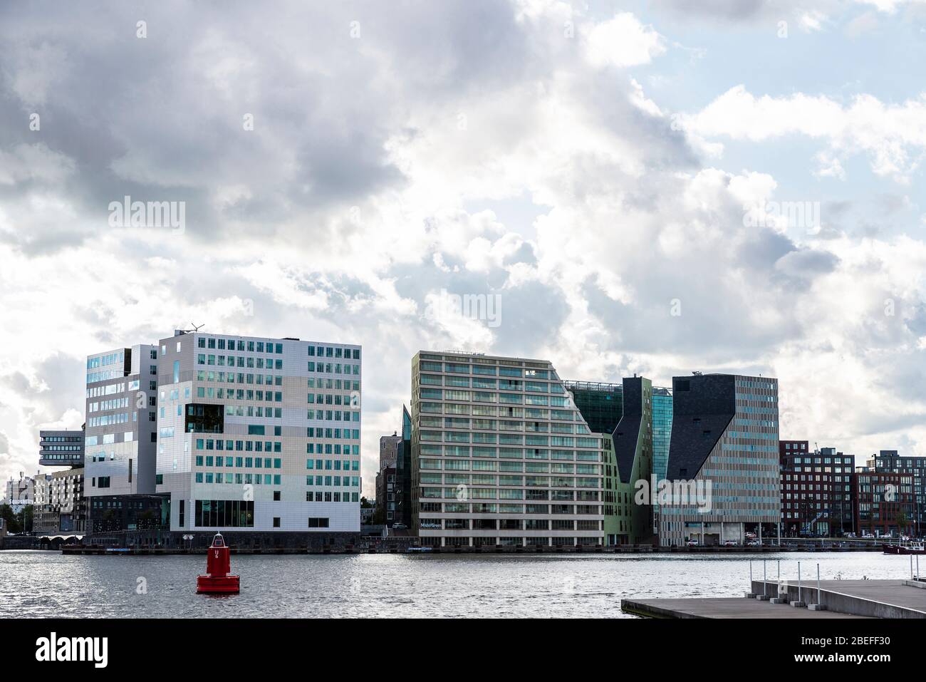 Amsterdam, Netherlands - September 7, 2018: View of the IJDock and the ...