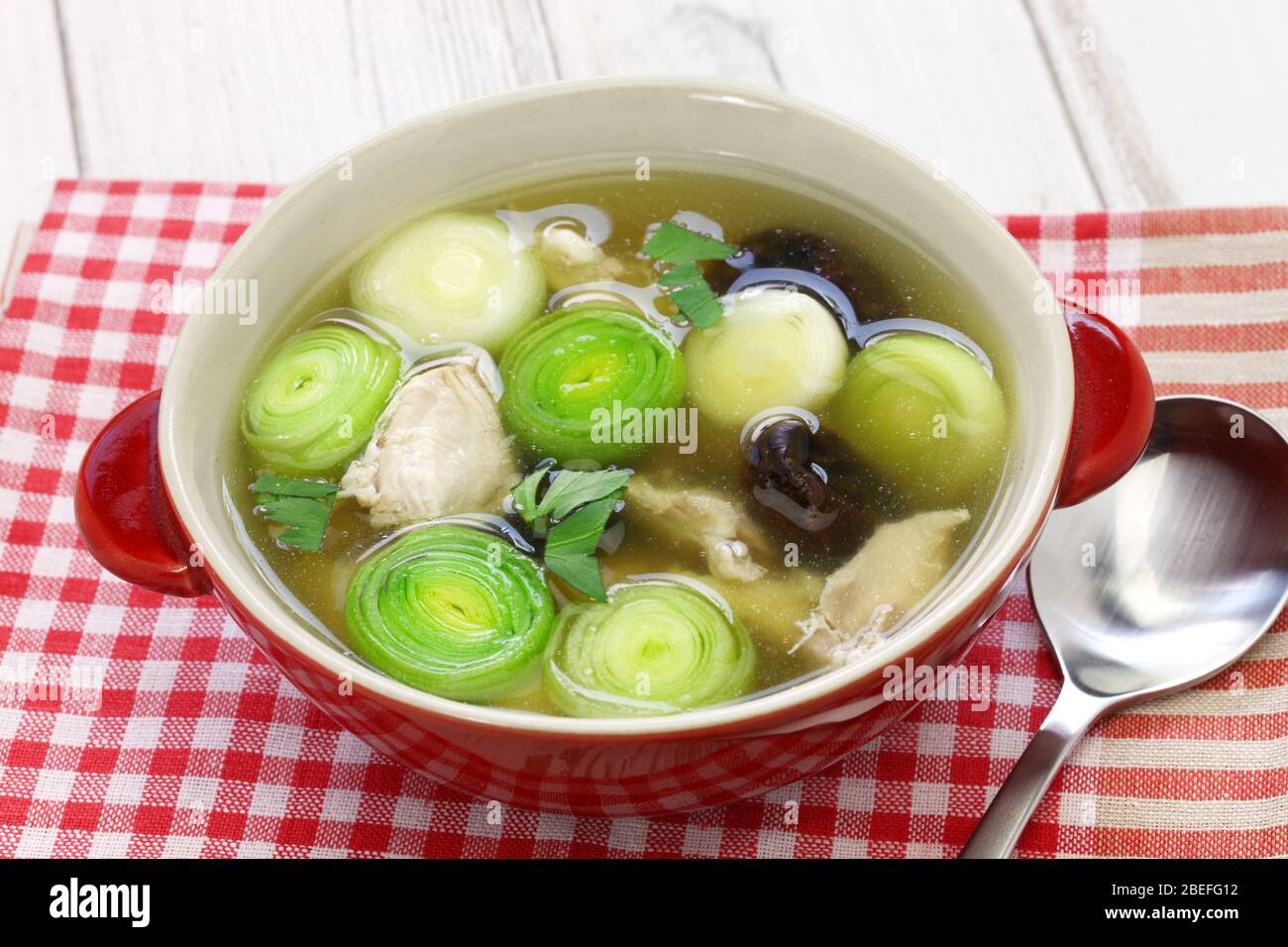 cock a leekie soup, scottish traditional cuisine Stock Photo - Alamy
