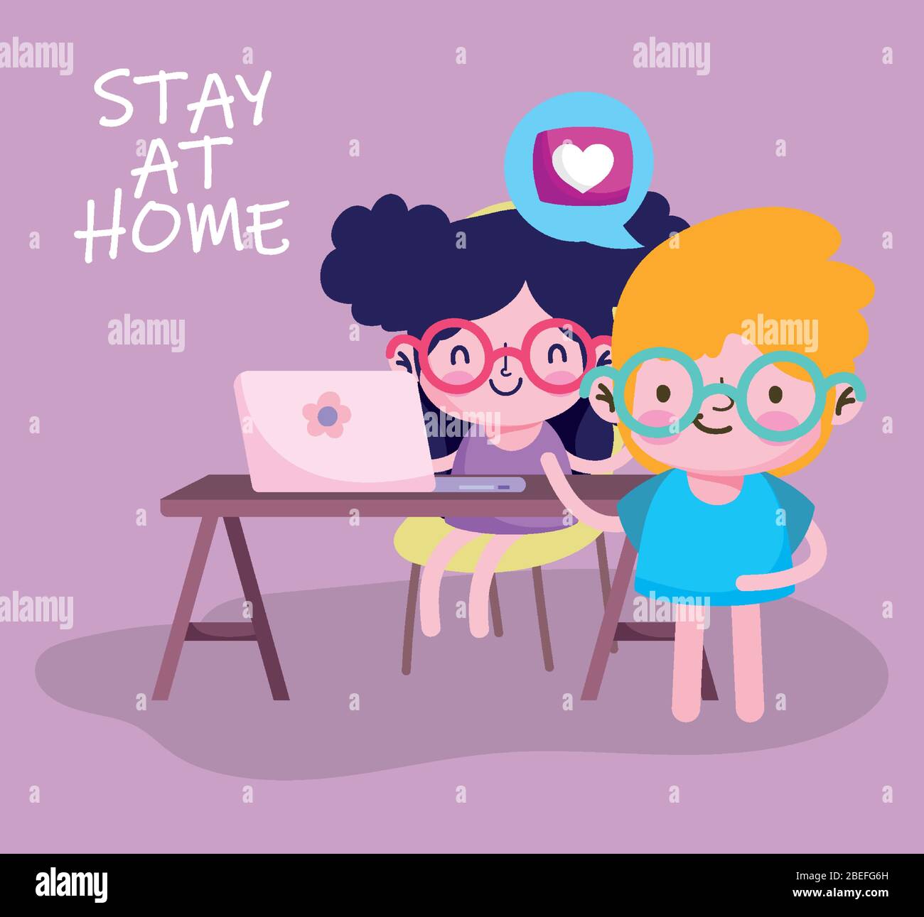 education online, kids students with laptop in desk cartoon vector ...