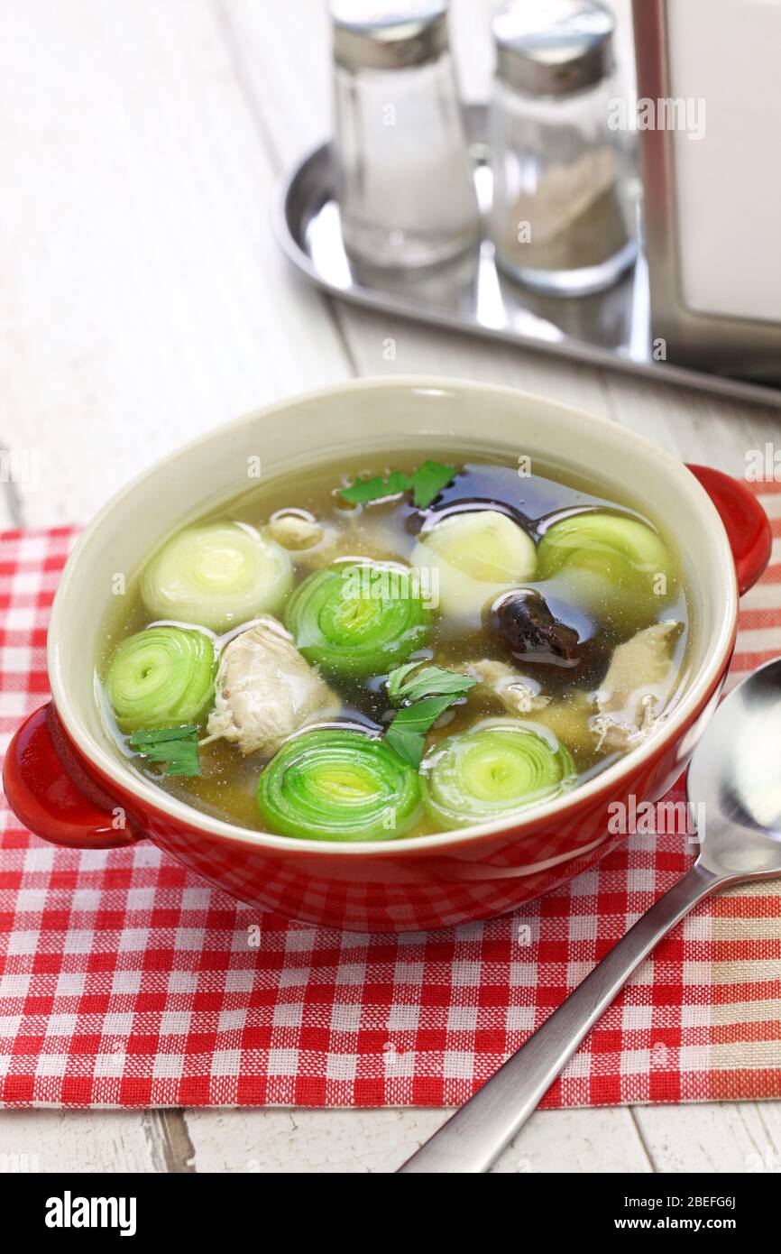 cock a leekie soup, scottish traditional cuisine Stock Photo - Alamy