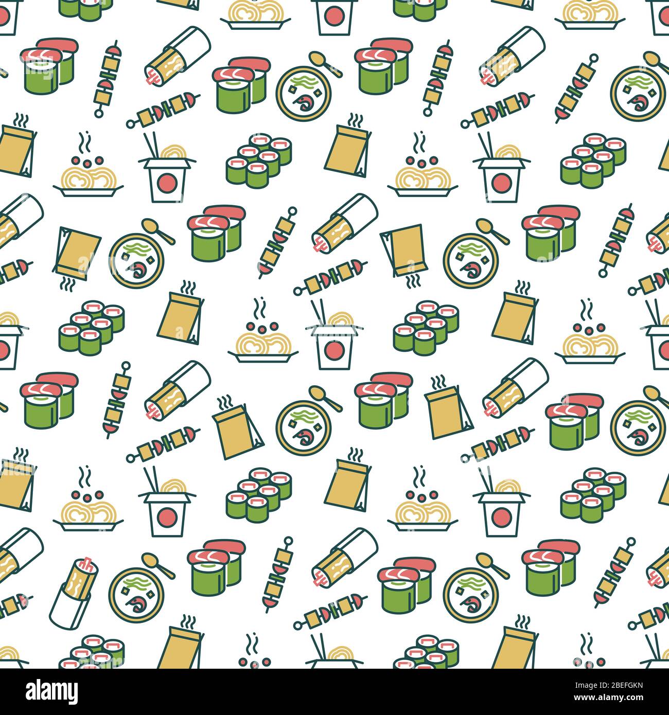 Asian food seamless pattern - chinese fast food pattern. Vector ...