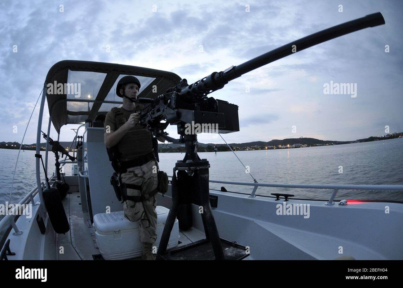 Heavily armed USCG boat patrols Guantanamo Bay -b Stock Photo - Alamy