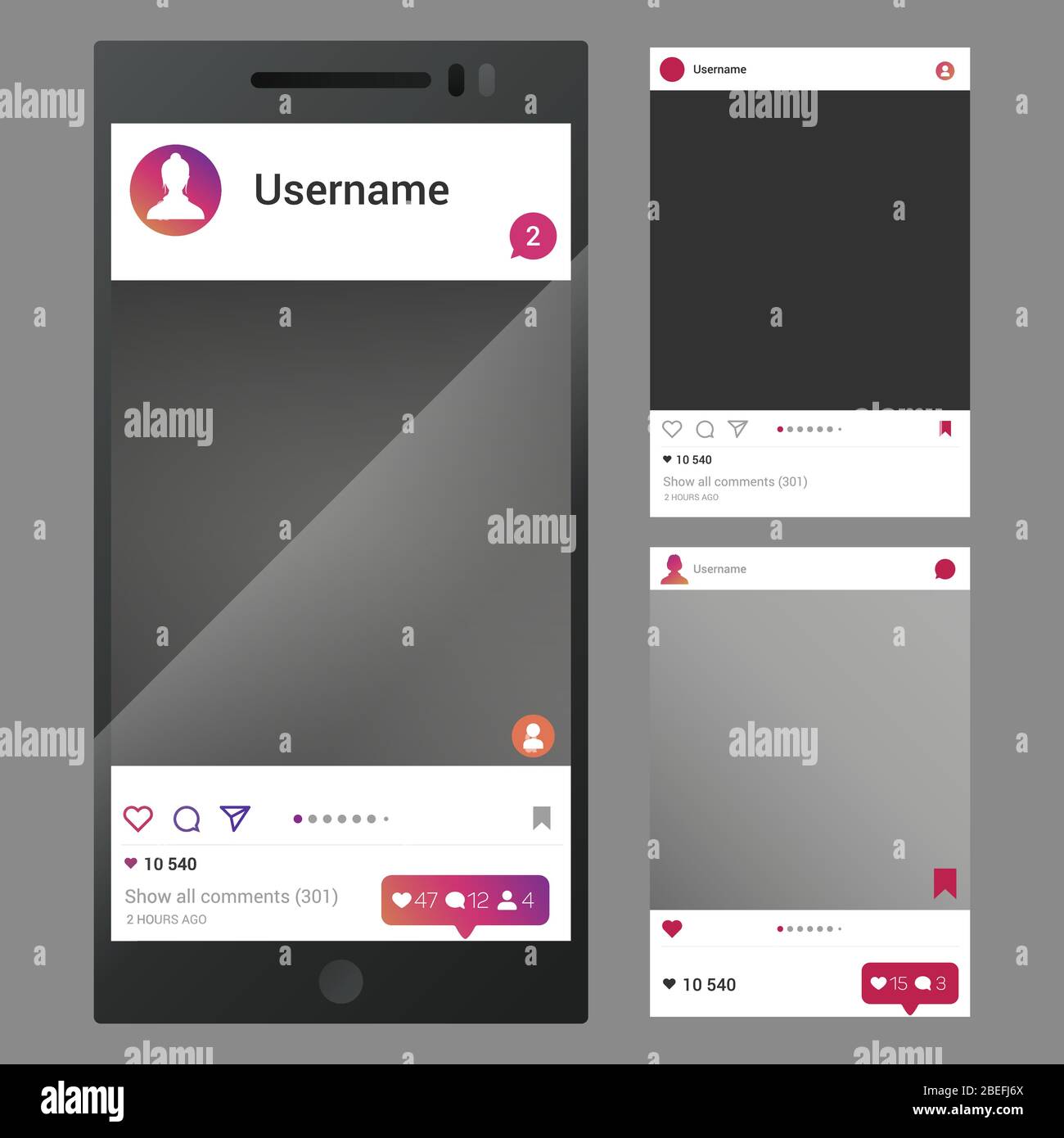 Smartphones inspired by social media - phone photo pages template ...
