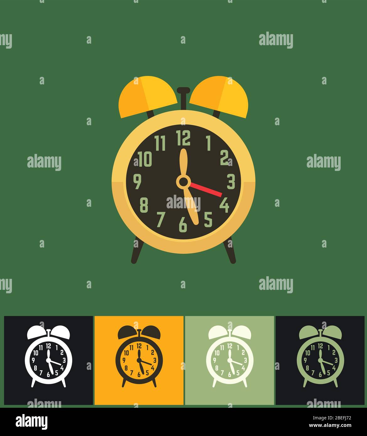 Clock icon. Flat vector illustration on different colored backgrounds ...