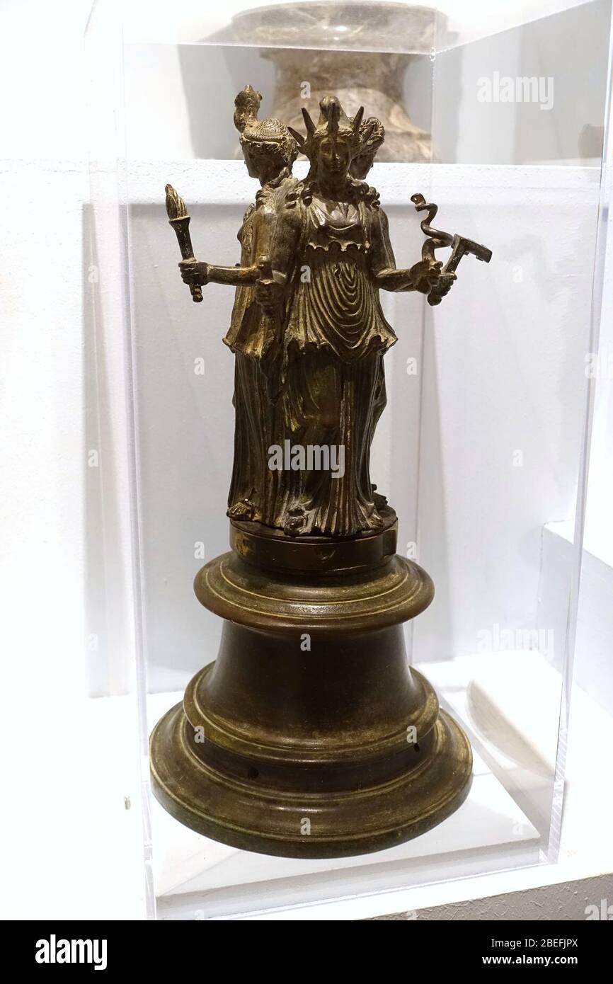 Hecate statuette in triple form, S 2173, Roman, 1st century AD, gilt ...