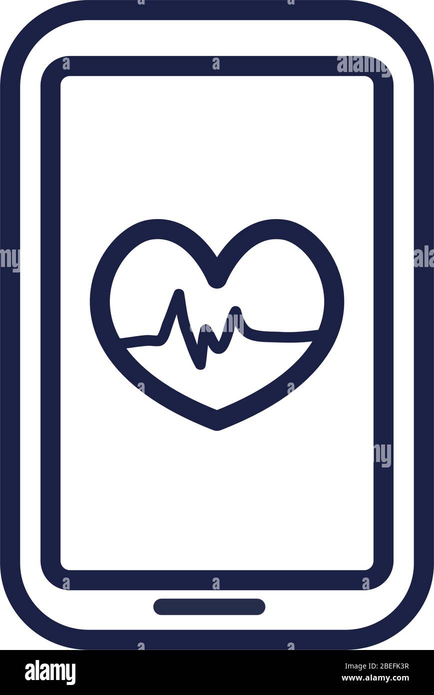smartphone with cardio heart icon on screen over white background, line ...
