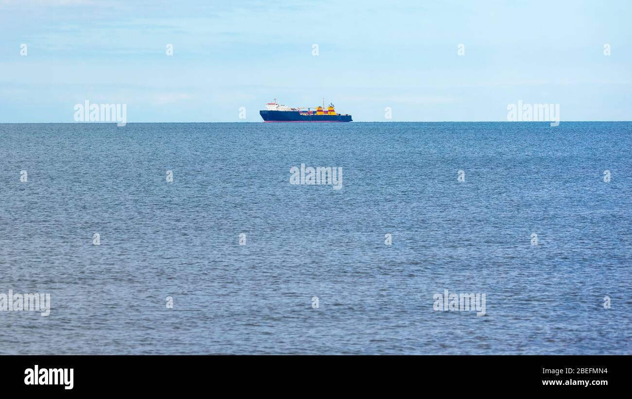 Ship on the horizon of the Black Sea, Poti, Georgia Stock Photo - Alamy