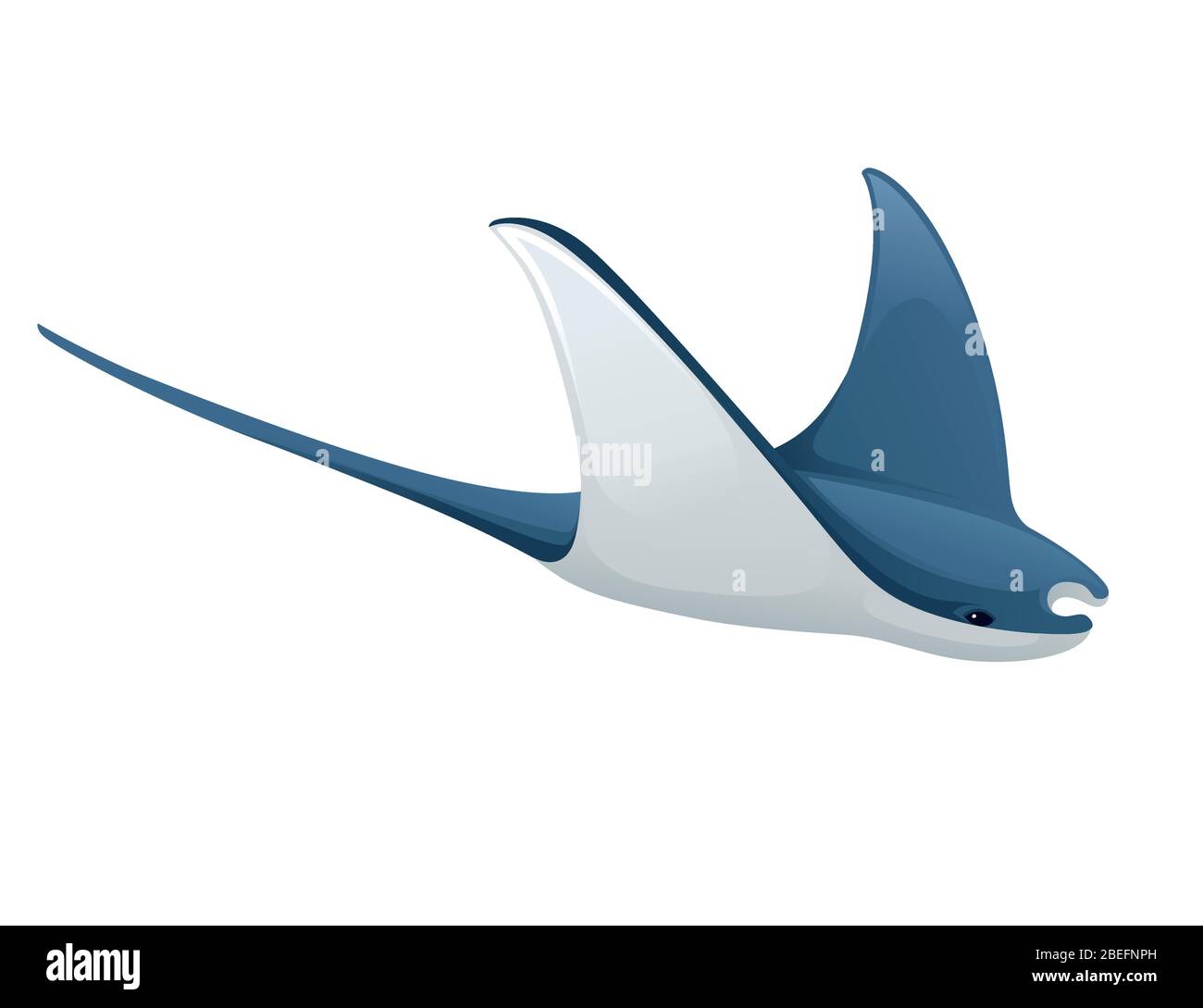 Manta ray underwater giant animal with wings simple cartoon character ...