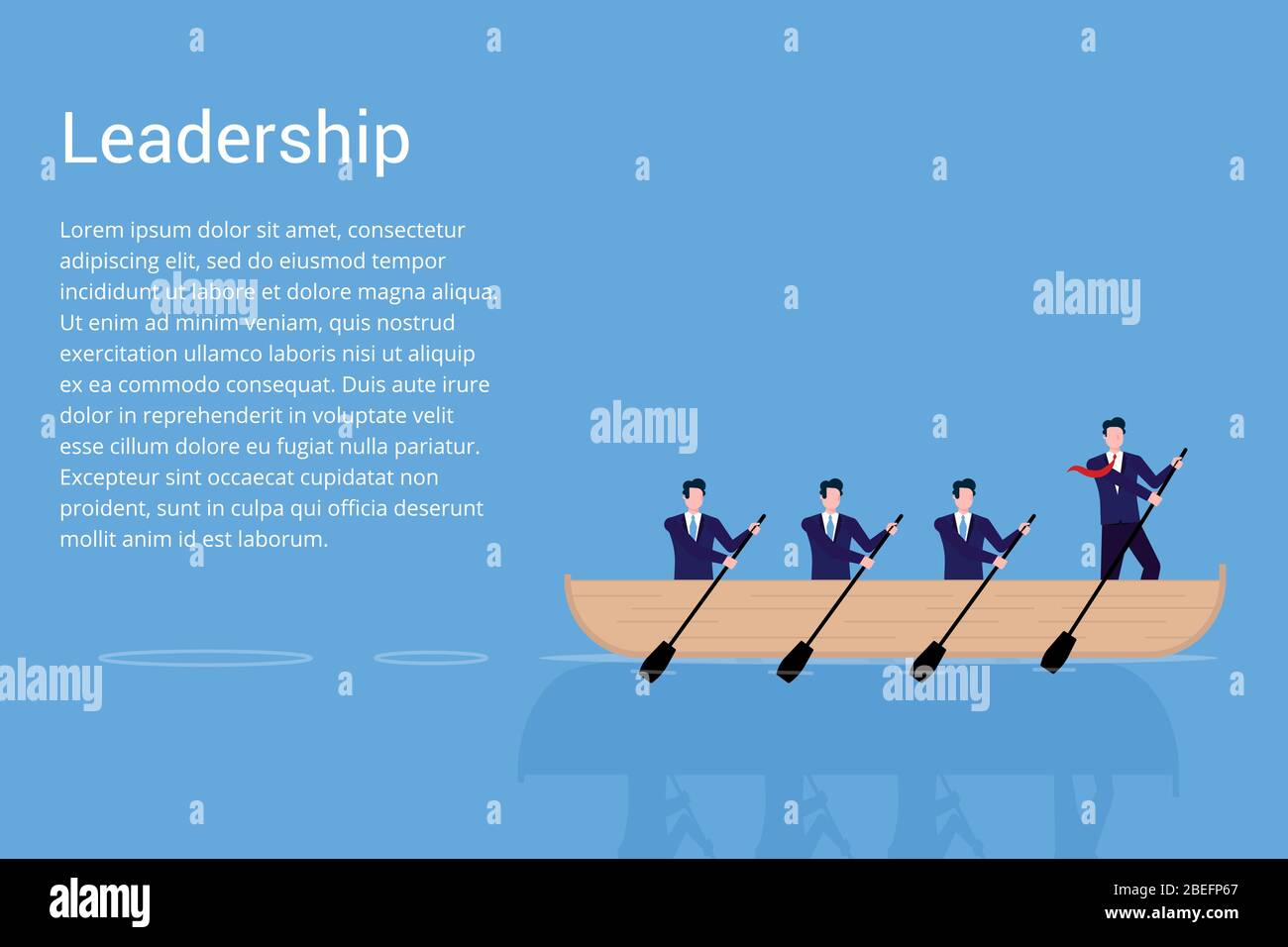 Teamwork with leader in the boat business concept vector illustration ...