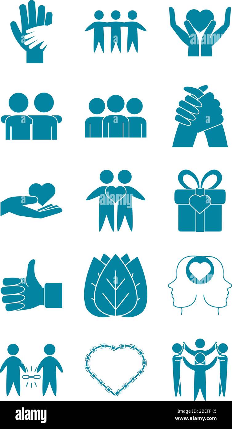 happy friendship day celebration love relationship support team icons ...