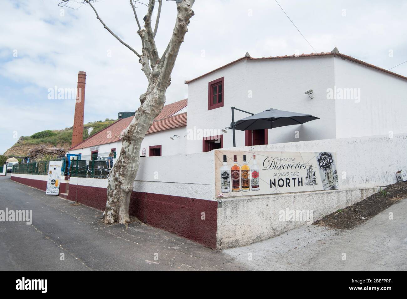 the Rum Factory in Porto da Cruz on the coast at east Madeira on the ...