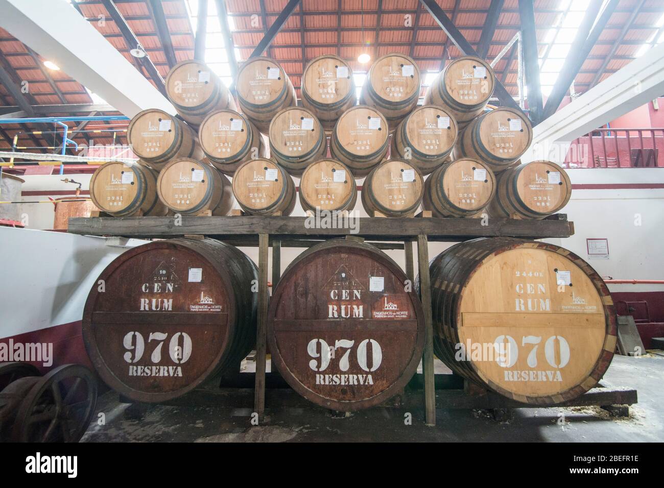 the Rum Factory in Porto da Cruz on the coast at east Madeira on the ...