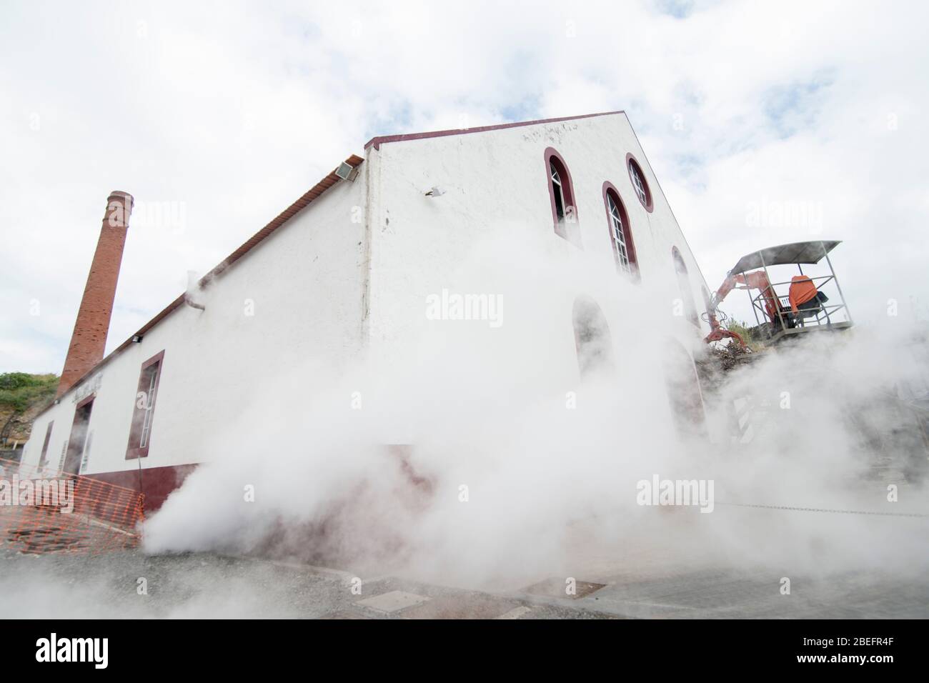 the Rum Factory in Porto da Cruz on the coast at east Madeira on the ...