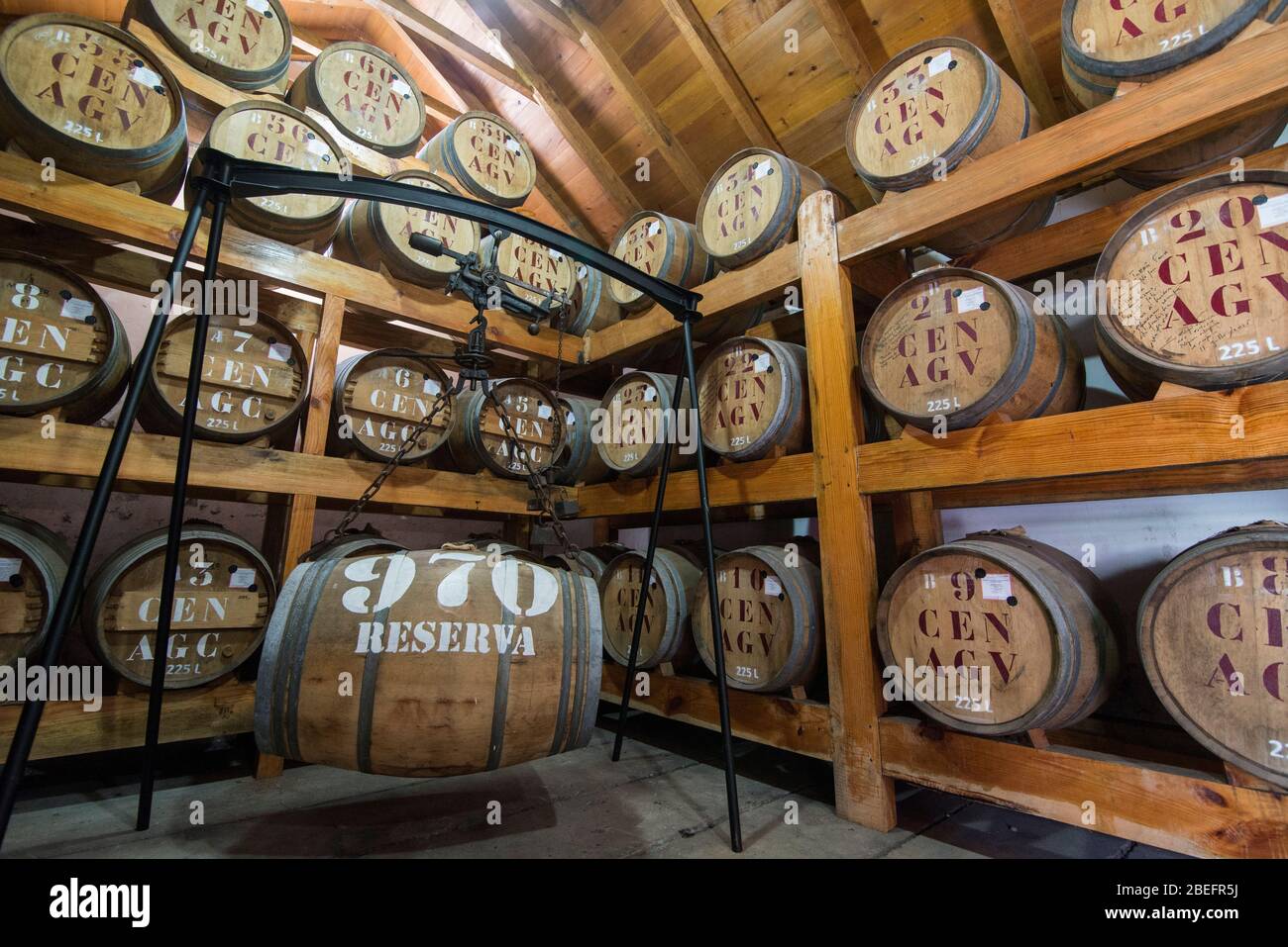 the Rum Factory in Porto da Cruz on the coast at east Madeira on the ...