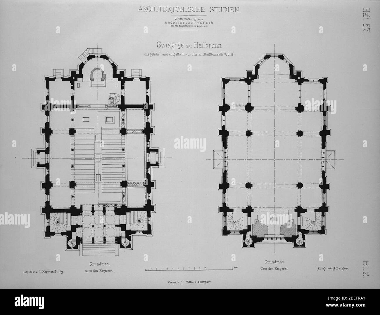 Heilbronn Synagoge Grundrisse Adolf Wolff ca 1877 Stock Photo - Alamy