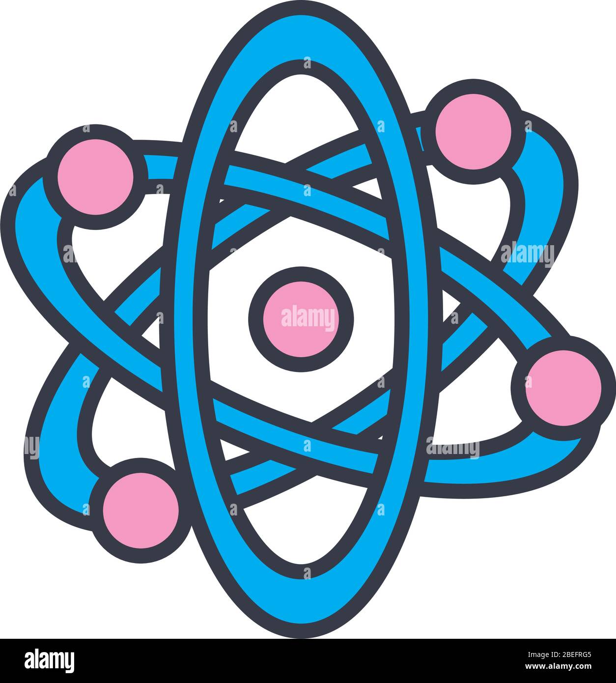 science atom icon over white background, flat style, vector ...