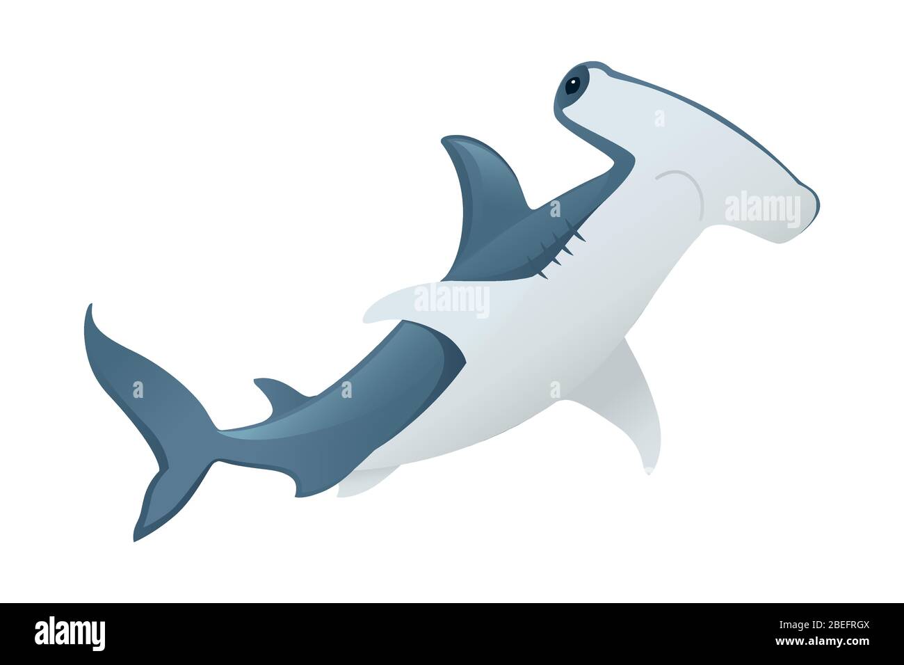 Hammerhead shark underwater giant animal simple cartoon character ...