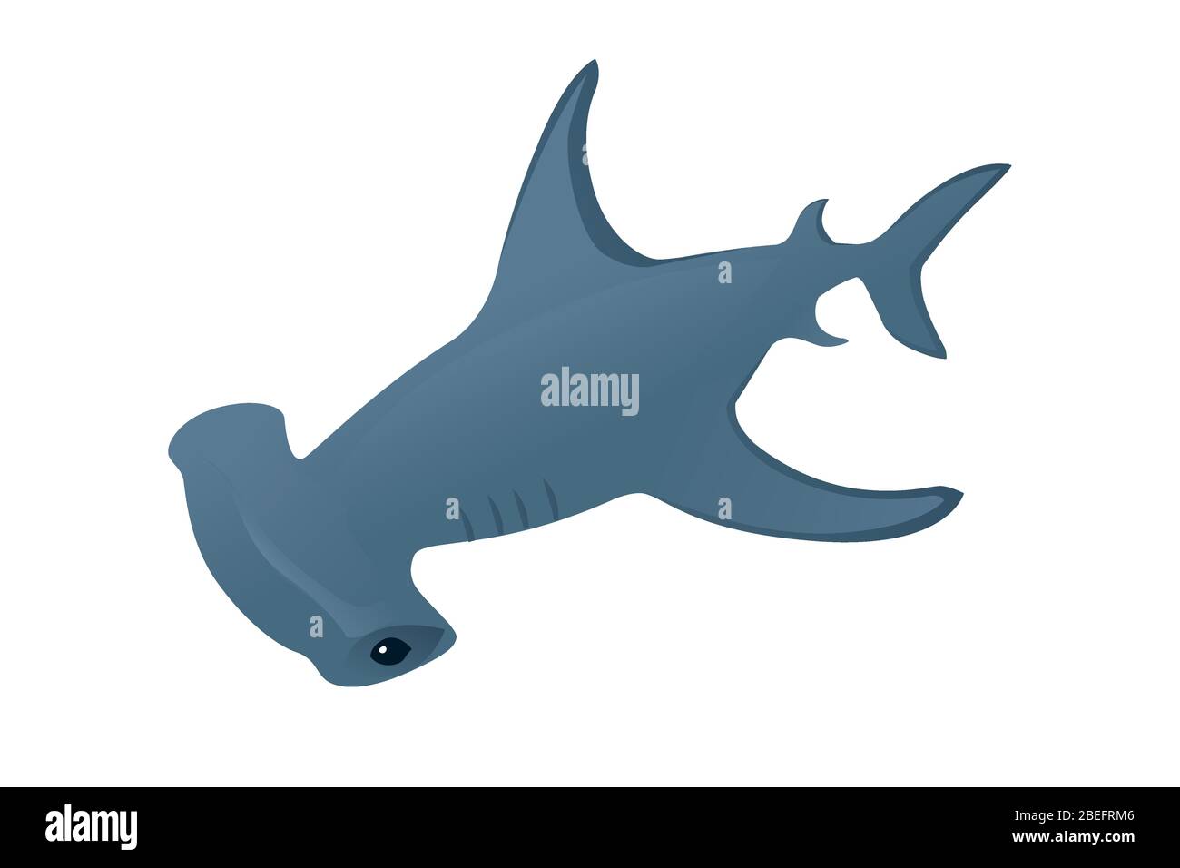 Hammerhead shark underwater giant animal simple cartoon character ...