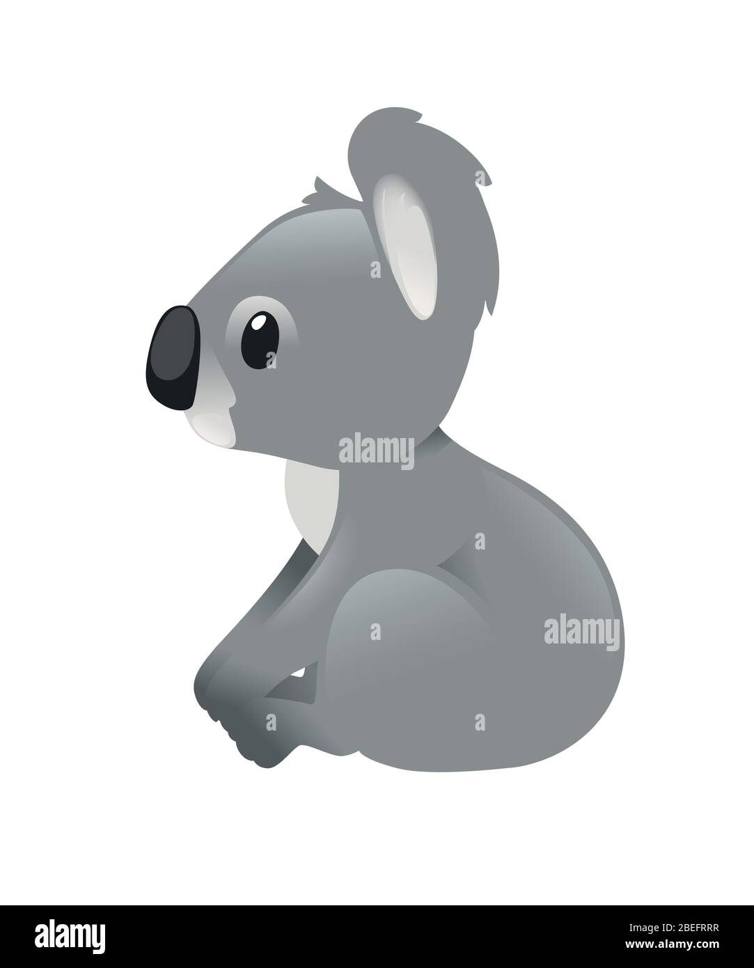 Cute grey koala bear sit on the ground and looking forward cartoon ...