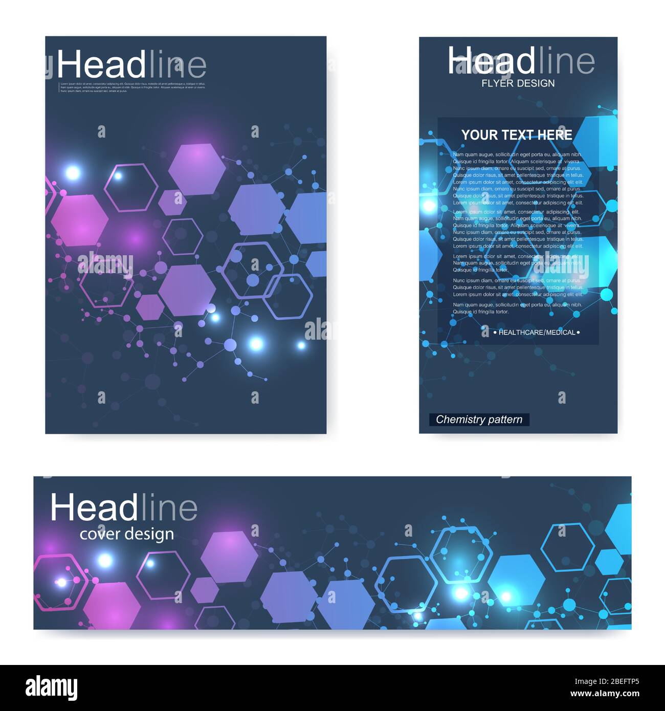 Set flyer, brochure size A4 template,banner. Molecular structure with ...