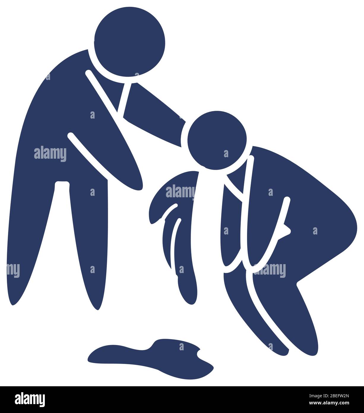 pictogram man helping a sickness man vomiting icon over white ...