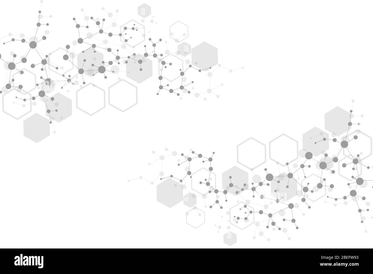Science network pattern, connecting lines and dots. Technology hexagons ...