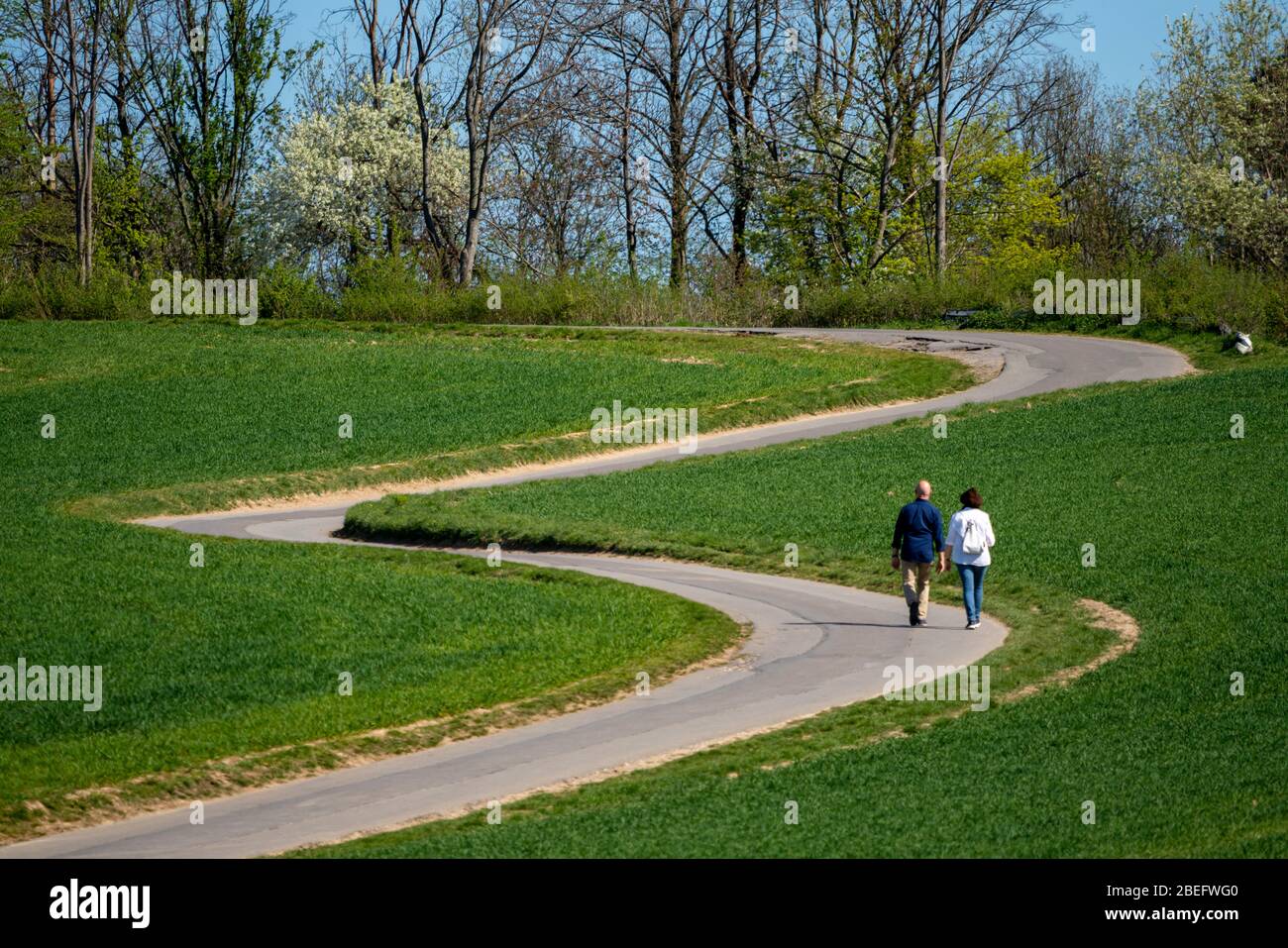 Landscape between Essen and MŸlheim an der Ruhr, fields in spring, walk ...