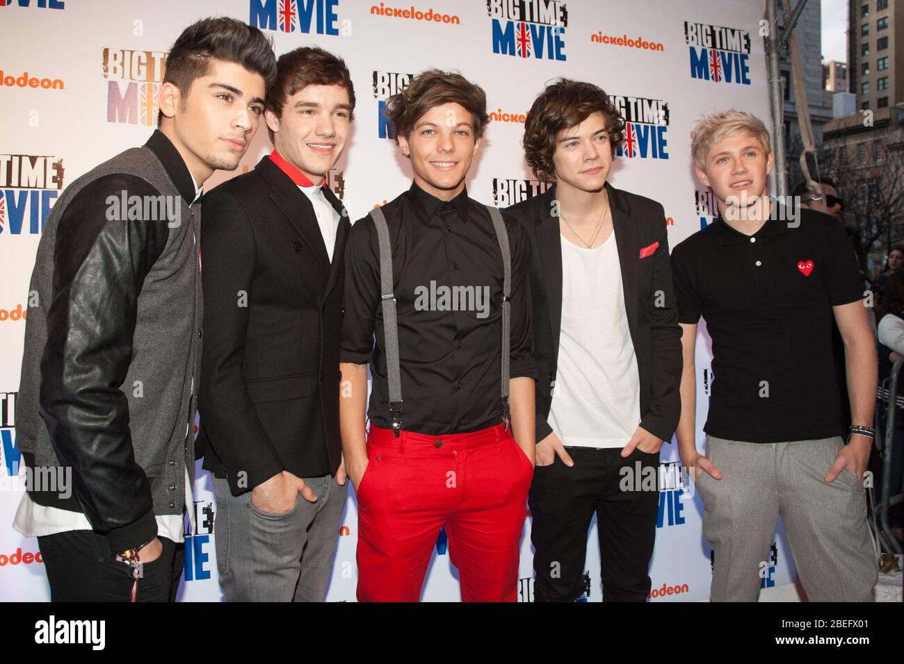 L-R) Zayn Malik, Liam Payne, Niall Horan, Harry Styles and Louis Tomlinson of One Direction ...