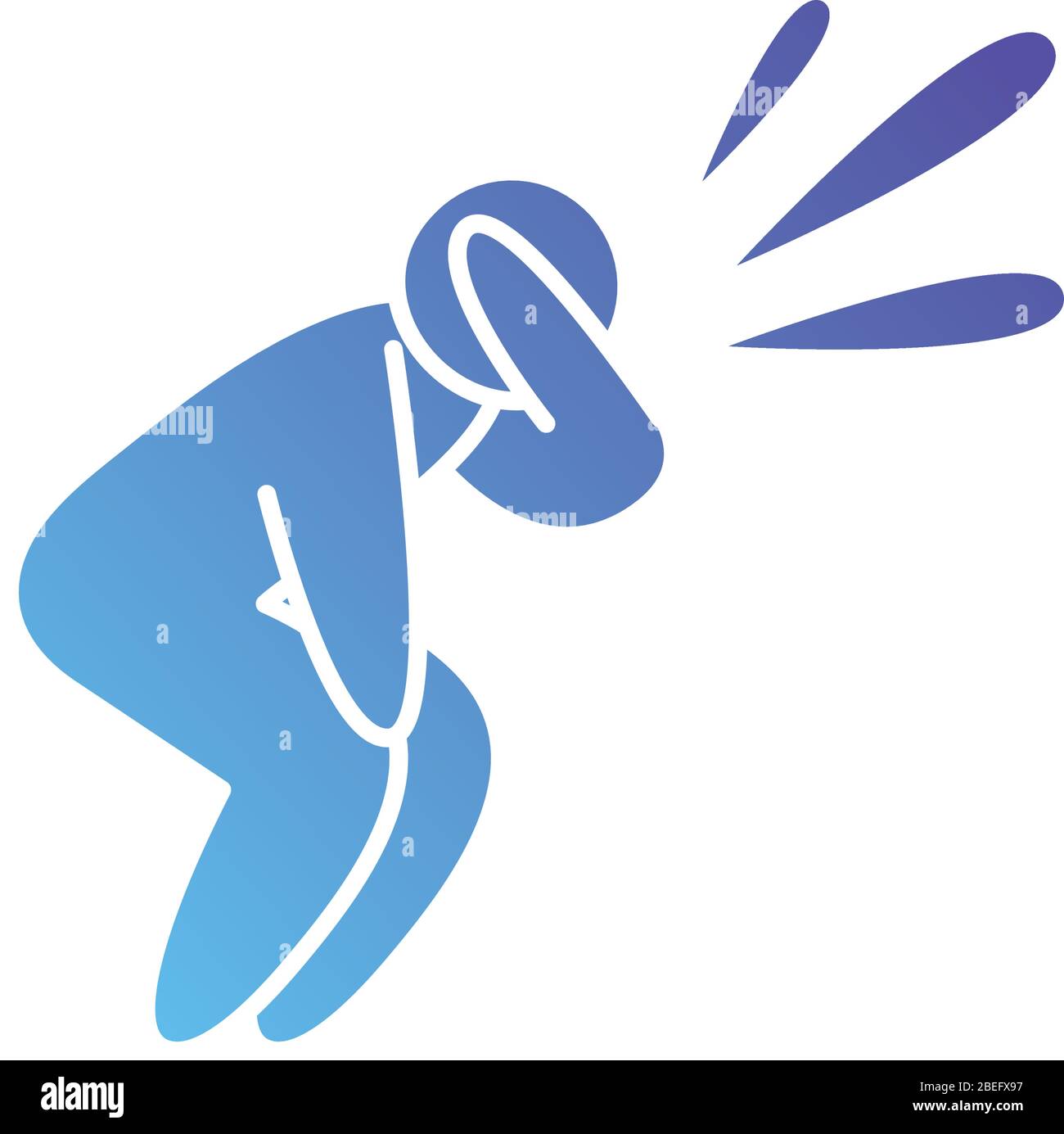 pictogram man covering his face with his forearm over white background ...