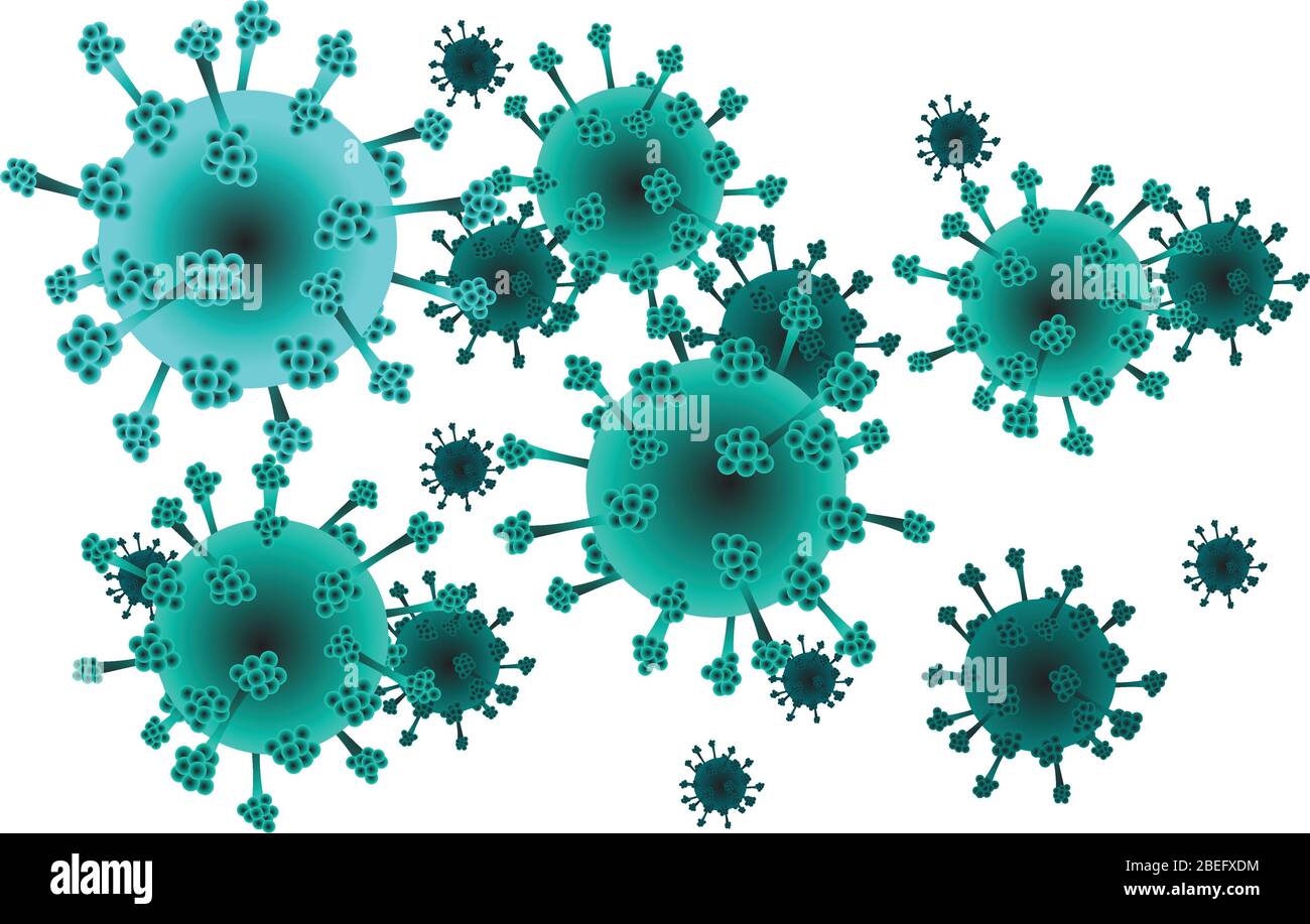 Detail of a light blue virus. Under the microscope. Coronavirus, COVID ...