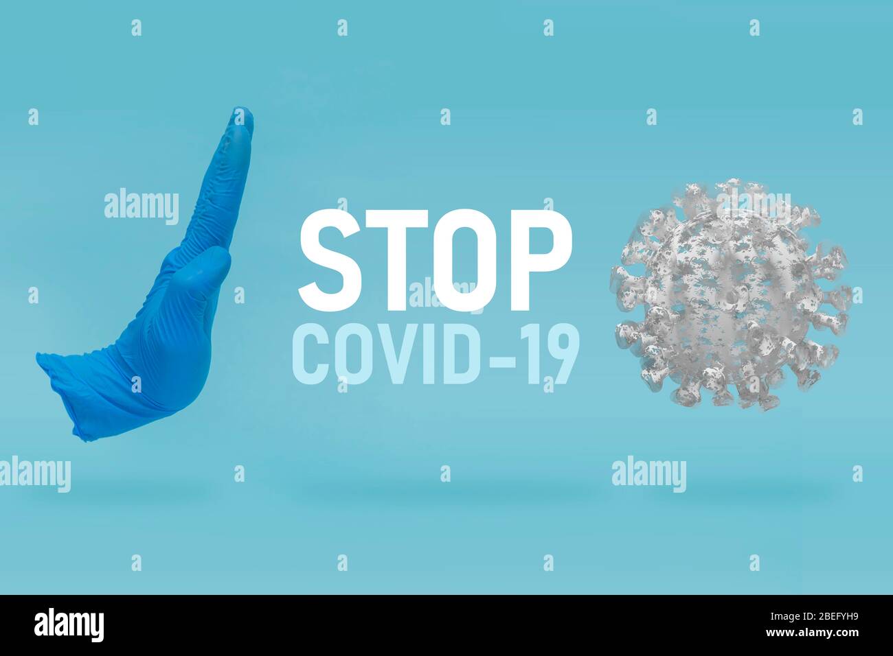 COVID-19 Visual concept - stop hand-gesture to virus infection. Stop ...