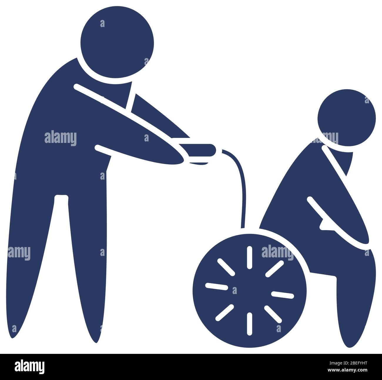 pictogram man pulling a man in a wheelchair icon over white background ...