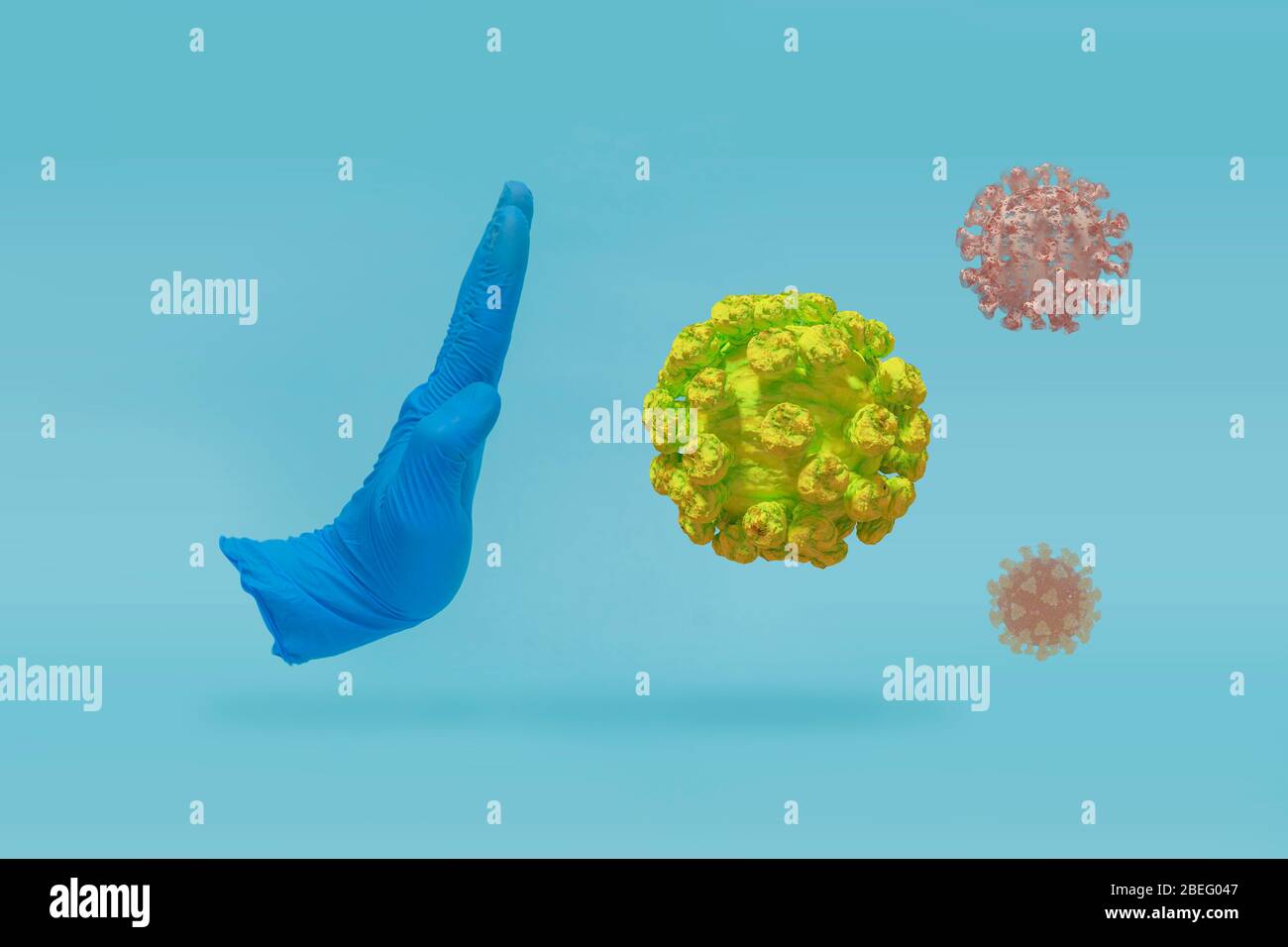 COVID-19 Visual concept - stop hand-gesture to virus infection. Stop ...