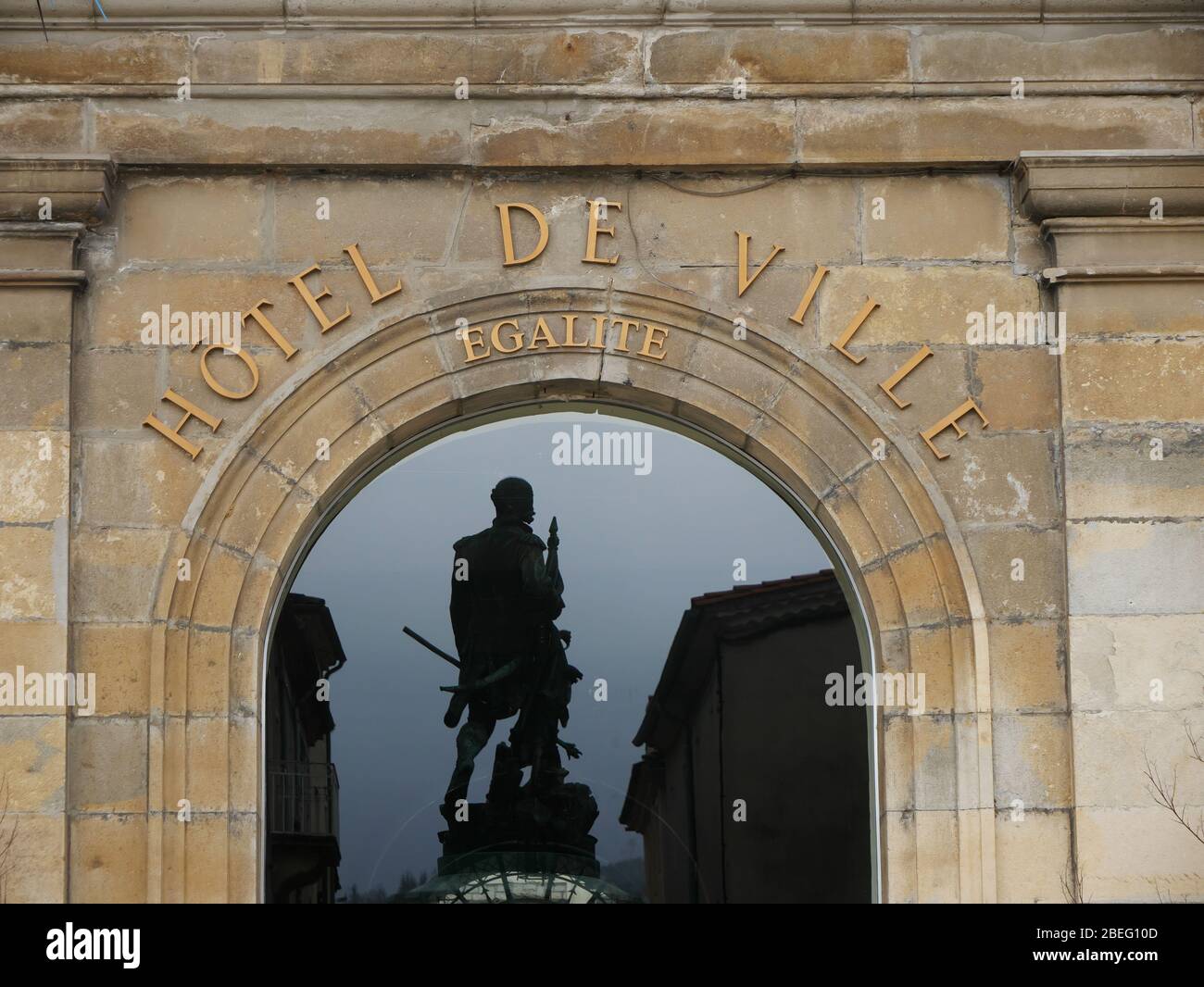 French city hall with flags on the balcony Stock Photo - Alamy