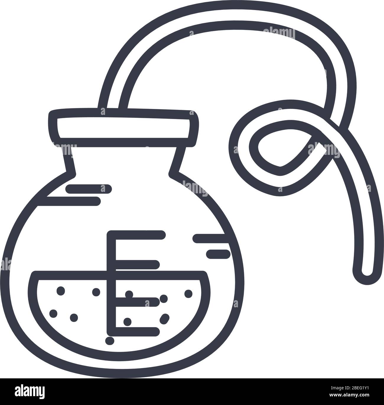 science flask icon over white background, line style, vector ...