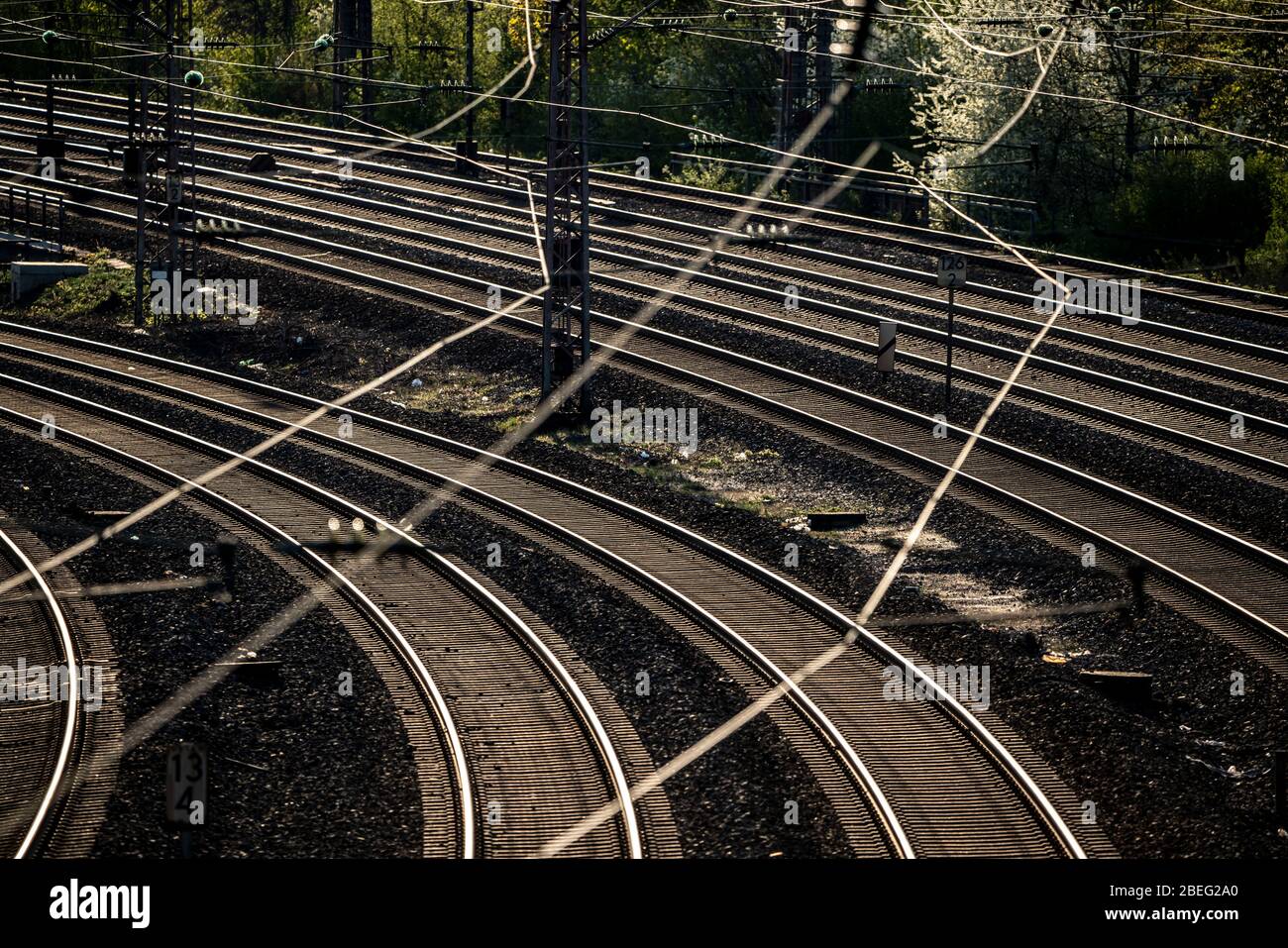 Railway, tracks, rails, infrastructure, overhead lines, railway line ... Railway, tracks, rails, infrastructure, overhead lines, railway line ...