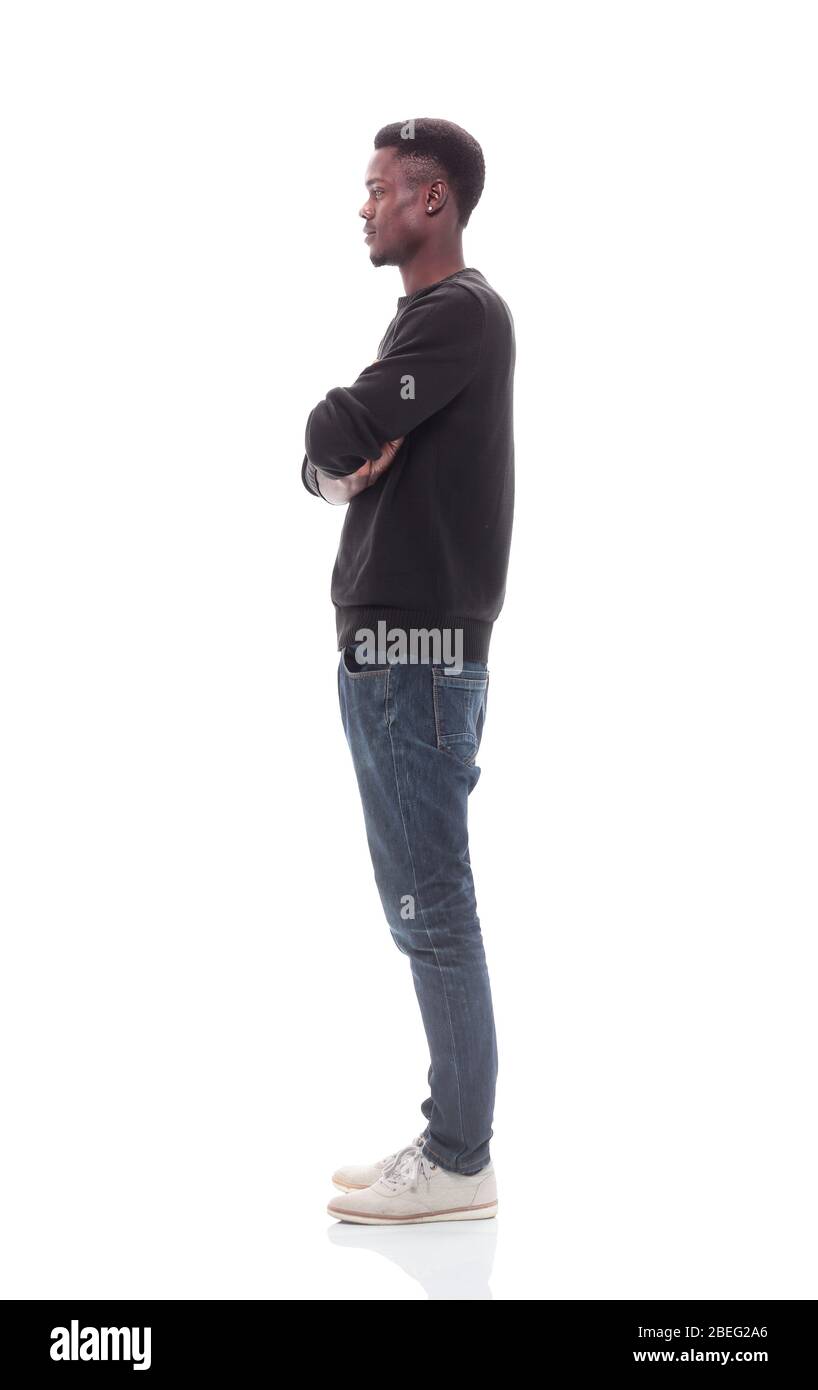 casual young man looking forward . isolated on white Stock Photo - Alamy