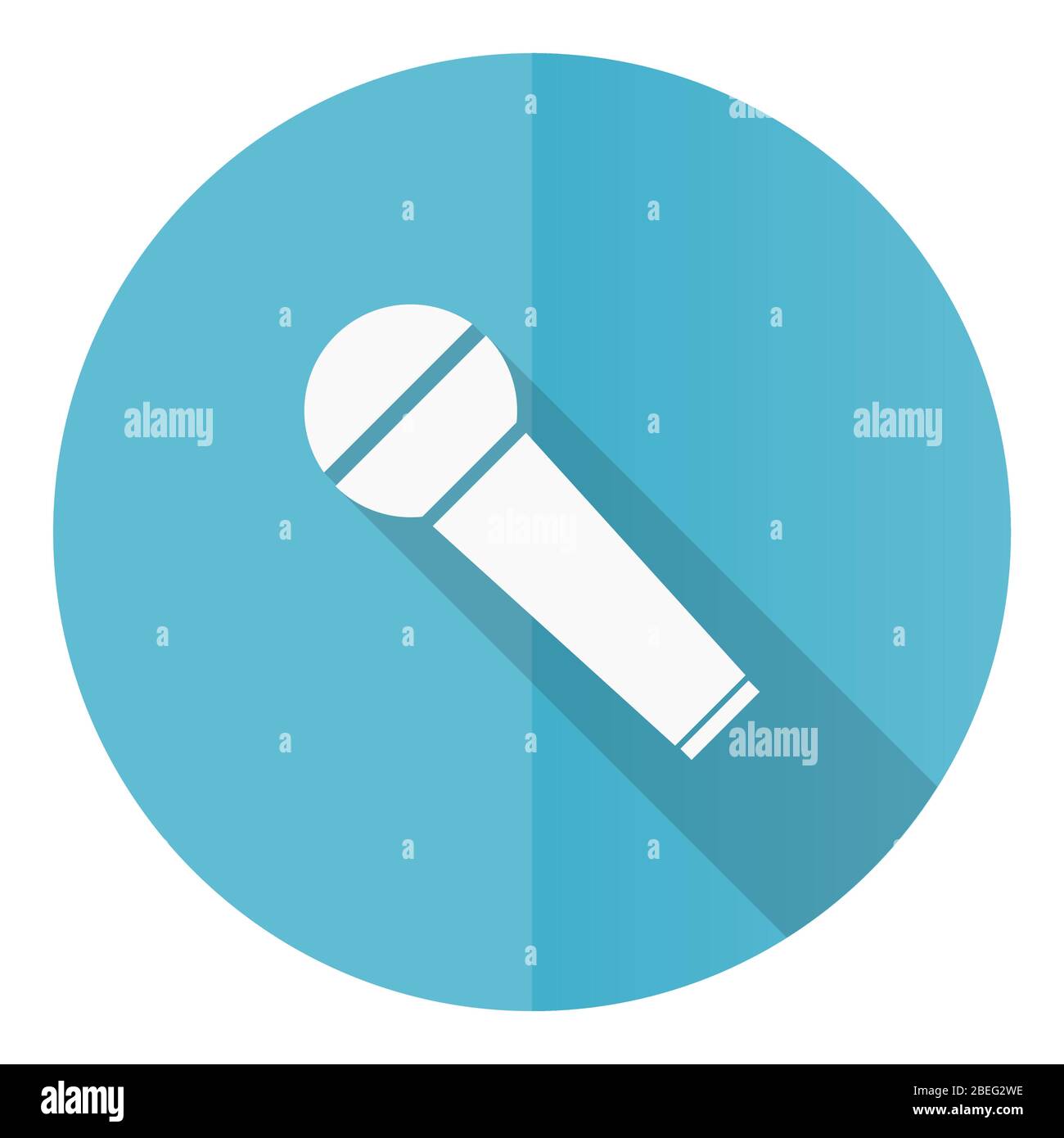 Microphone and music blue round flat design vector icon isolated on ...