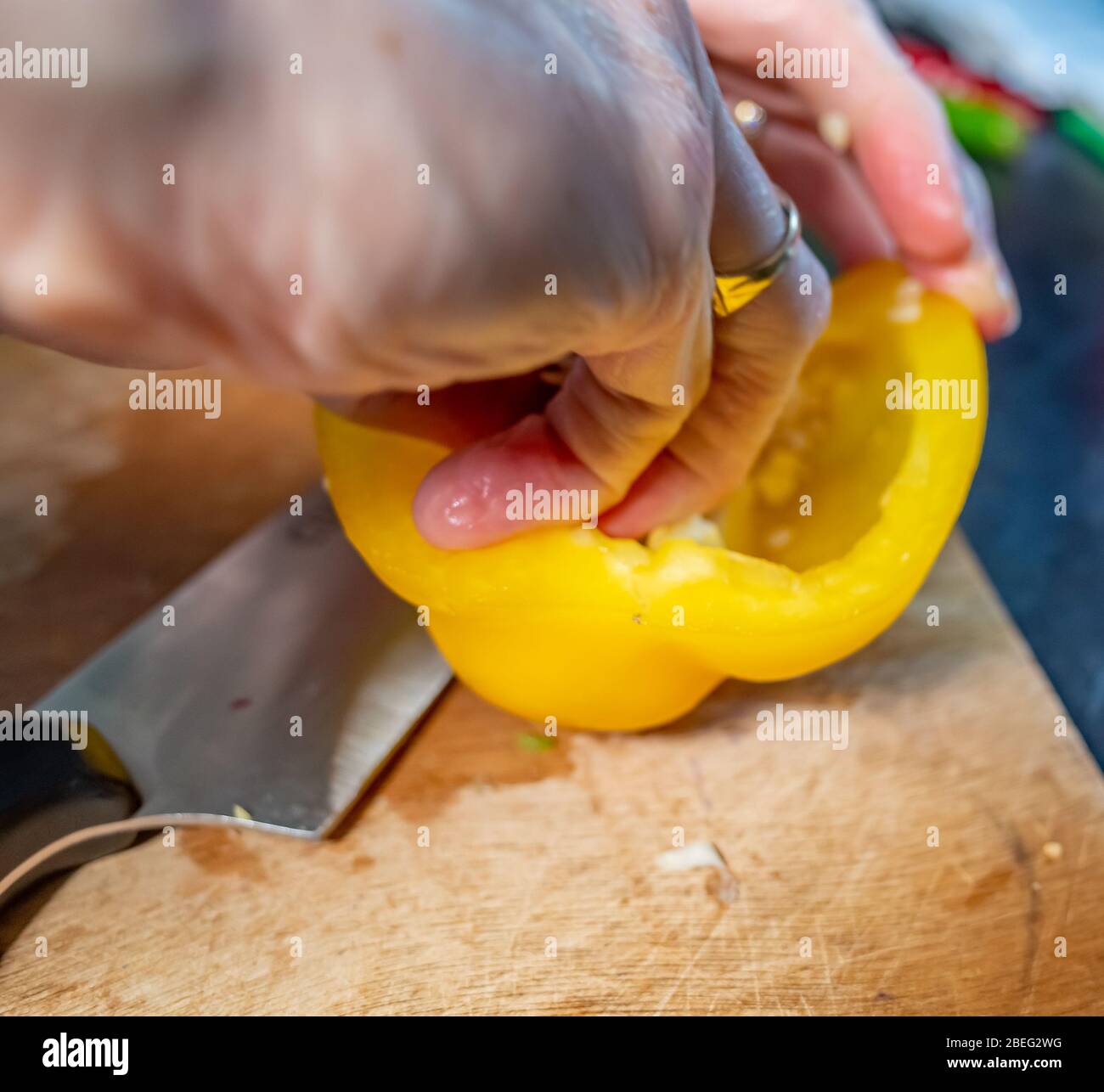 Bell pepper seeds knife hi-res stock photography and images - Alamy