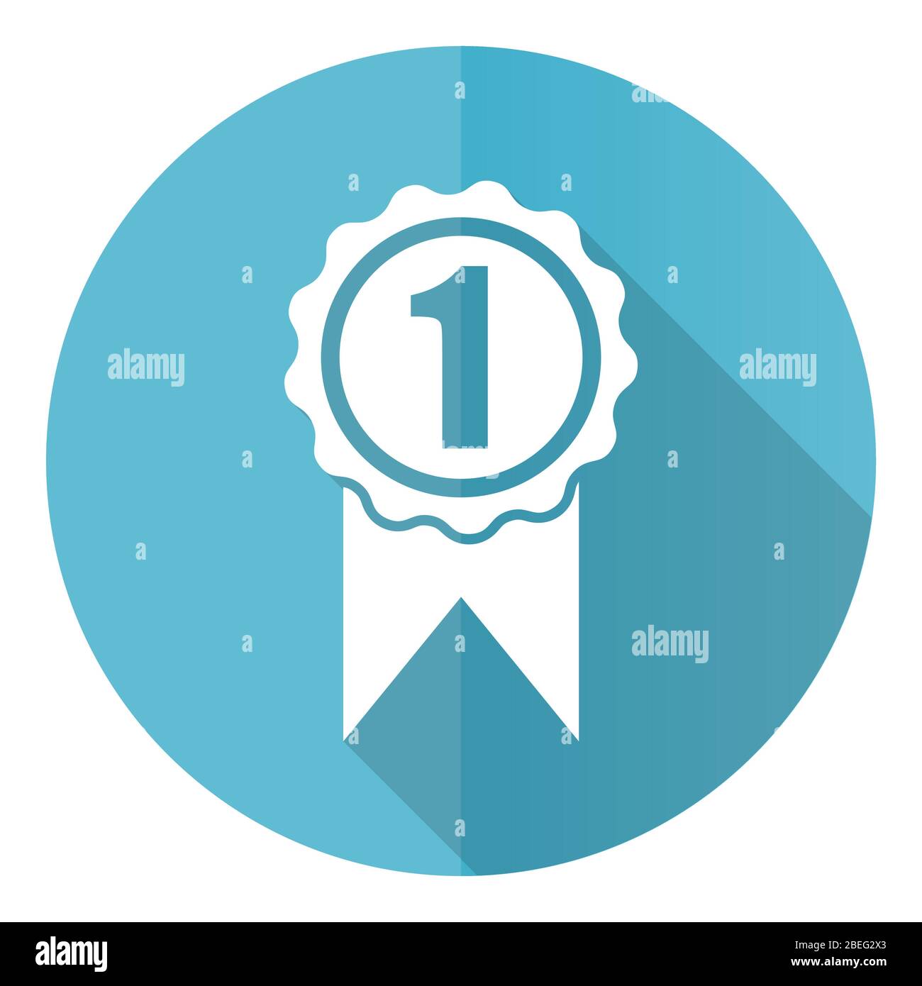 Victory blue round flat design vector icon isolated on white background ...