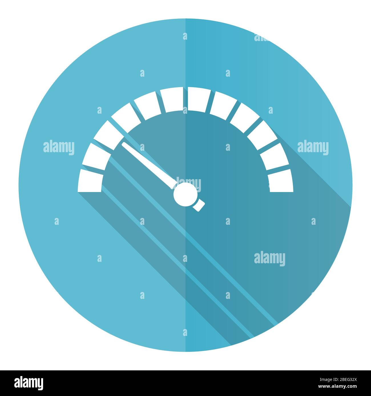 Speed meter blue round flat design vector icon isolated on white ...