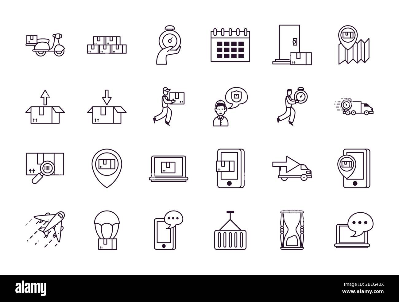 technology devices and fast delivery icon set over white background ...