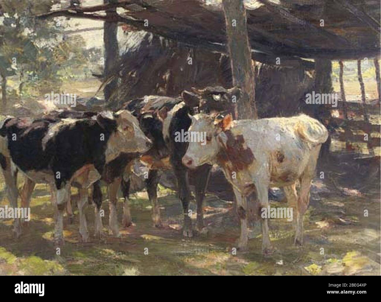 Heinrich von Zügel Rinder vor einer Scheune 1910 Stock Photo - Alamy