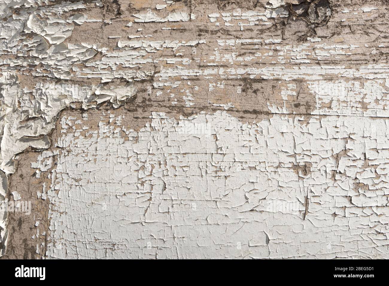 Surface of dirty wooden panel with old peeling cracked weathered white ...