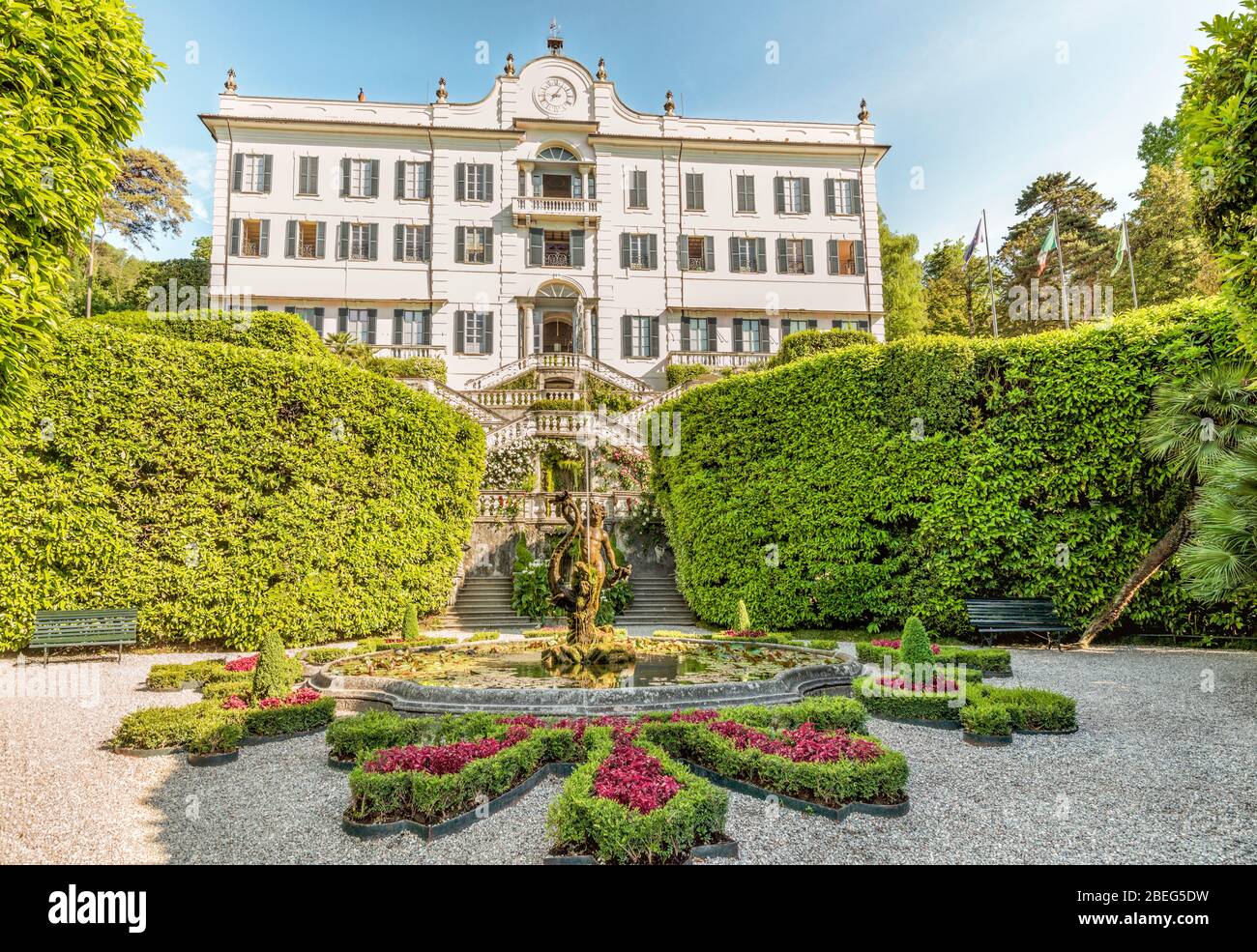 Fountain at Villa Carlotta in Tremezzina at Lake Como, Lombardy, Italy ...