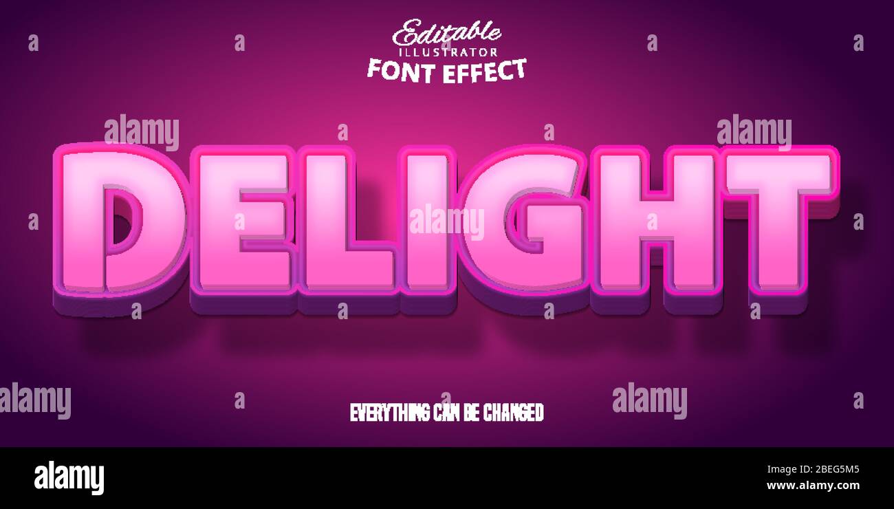 Delightful pink text style, editable text effect Stock Vector Image ...