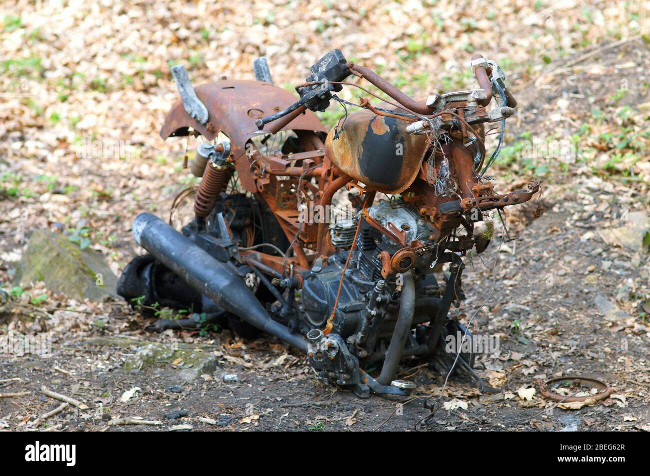 Burned out motorbike hi-res stock photography and images - Alamy