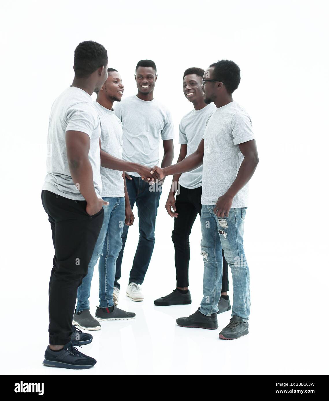 Smiling man greeting friends in Cut Out Stock Images & Pictures - Alamy